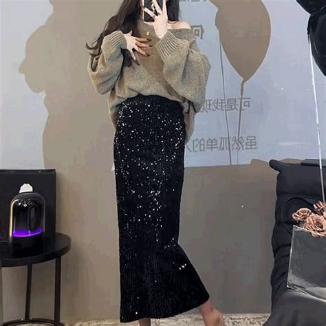 패션 바이 카카오 루즈핏 니트스팽글 롱스커 J 0525