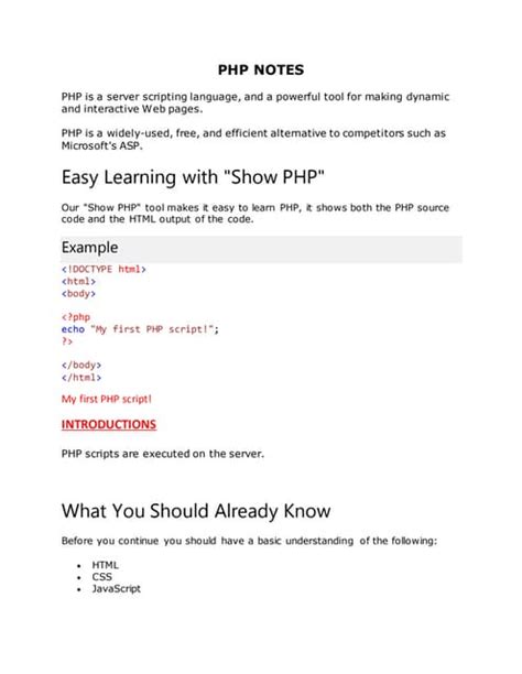 Php Notes For Begginers Pdf