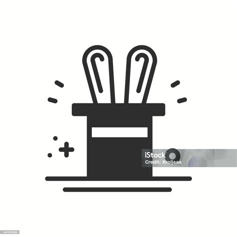 마술 아이콘입니다 마술사 검은 모자 실린더에 있는 토끼 서커스 매직 파티 생일 이벤트 카니발 축제 휴일 얇은 선 파티 요소