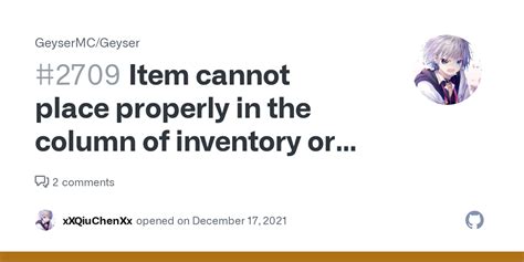 Item Cannot Place Properly In The Column Of Inventory Or Gui · Issue