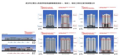 武汉市江夏区人民政府郑店街道办事处康馨家园（地块一、地块二、地块三）项目立面方案调整批前公示
