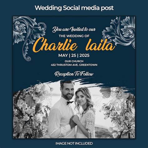 Premium Psd Instagram Posts For Floral Wedding With Leaves And Couple