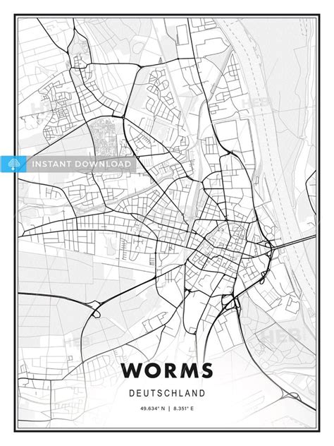 Worms Germany Modern Map Print Template In Various Formats
