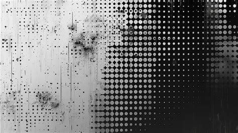 Black And White Pixel Dot Pattern With Grungy Texture Premium Ai