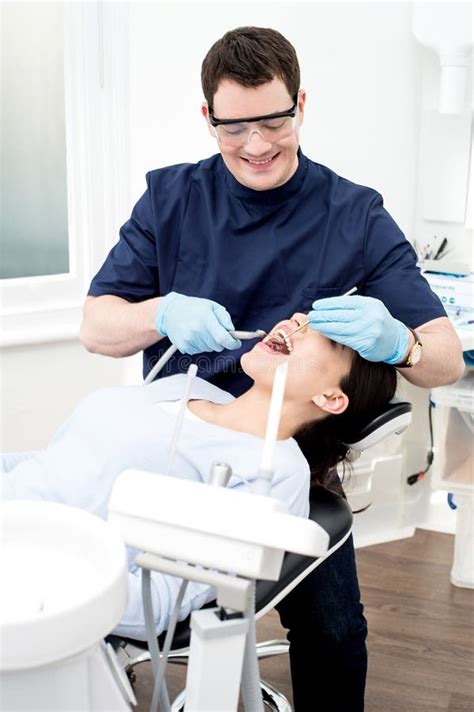 Dentist Examine On A Female Patient Stock Image Image Of Examination