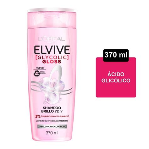 Shampoo Loréal Elvive Glycolic Gloss Brillo Intenso 72h Cabello Opaco 370 Ml Walmart