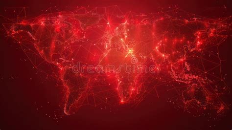 Global Network Connection And Data Sharing Concept With Red Colored World Map Stock Illustration