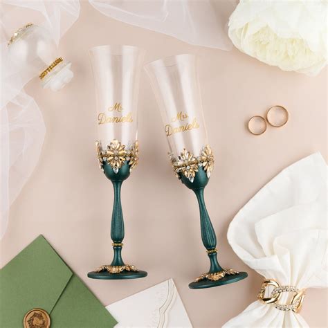 Bride And Groom Engraved Flutes Personalized Mr And Mrs Wedding