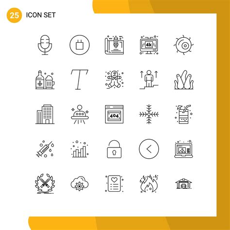 Set Of 25 Modern Ui Icons Symbols Signs For Lcd Media Tools Display Plan Editable Vector Design