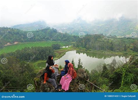 Wonosobo Indonesia June 2020 Local Tourists Visit Arjuna Temple