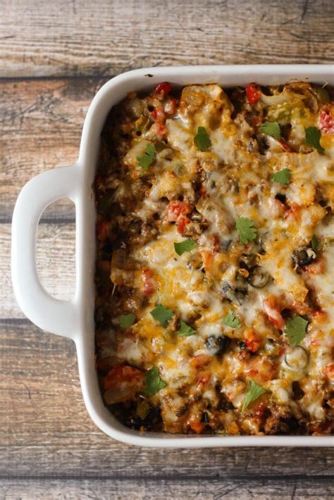 Beefy Nacho Casserole Recipe The Wanderlust Kitchen