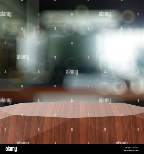 Empty Abstract Wooden Shelf And Blurred Background For Product