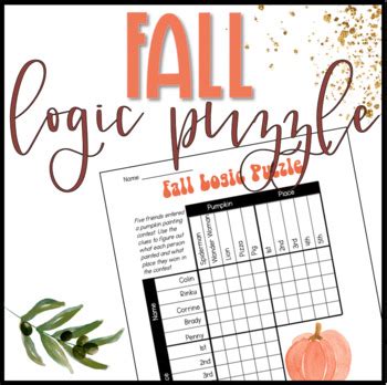 Fall Logic Puzzle Upper Elementary Math Reasoning By The Olive Branch