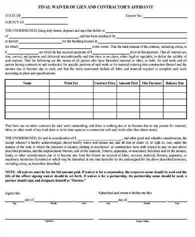 Lien Waiver Template Word PDF Template