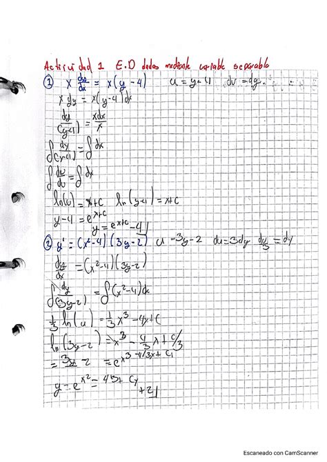 Ecuaciones Diferenciales Variable Separable Ejercicios De Matemáticas