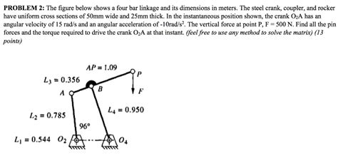 Get Answer Problem The Figure Below Shows A Four Bar Linkage And