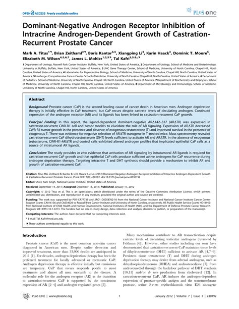 Pdf Dominant Negative Androgen Receptor Inhibition Of Intracrine