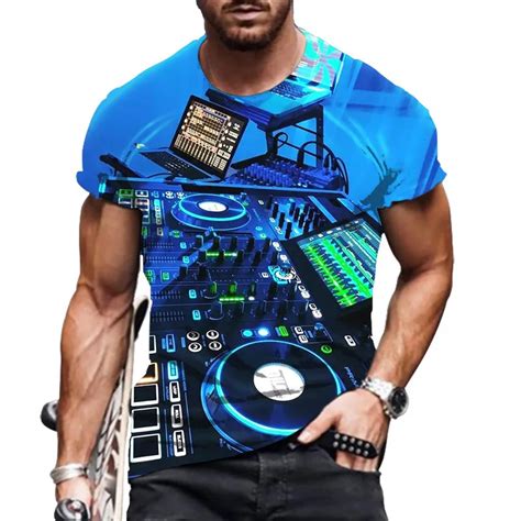 2024 Dj T Shirt For Men 3d Cd Print Short Sleeve Tops Nightclub Music T
