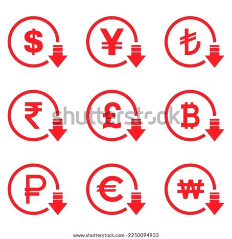 Cost Reduction Decrease Dollar Euro Icon Stock Vector Royalty Free 2250094933 Shutterstock