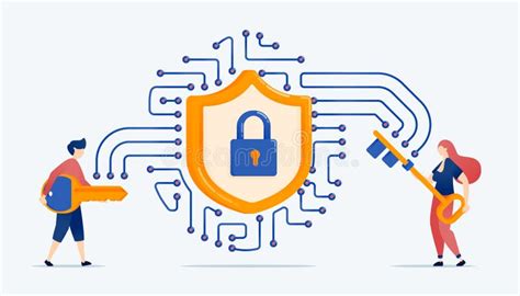 Vector Of Chip Designed For Network Security Is Symbolized By A Padlock And Shield Representing