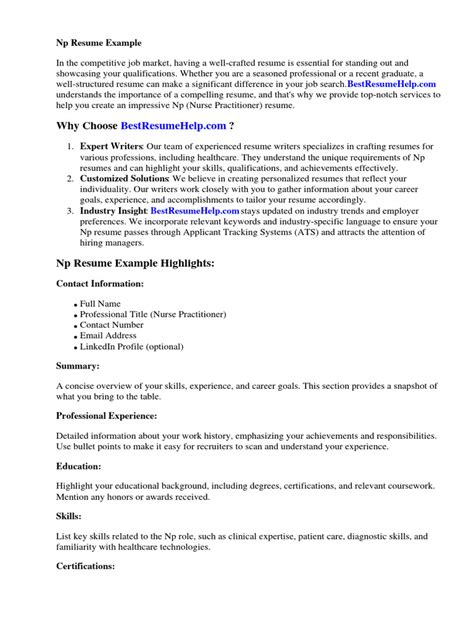 Np Resume Example Download Free Pdf Nurse Practitioner Nursing