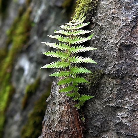 Premium Ai Image A Fern Growing On A Tree Trunk