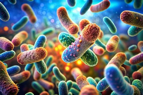 Highresolution Microscopic View Of Colorful Bacteria In A Vibrant