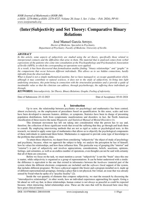 Pdf Intersubjectivity And Set Theory Comparative Binary Relations
