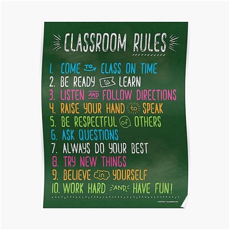 Classroom Rules Poster For Sale By Moodynathan Redbubble