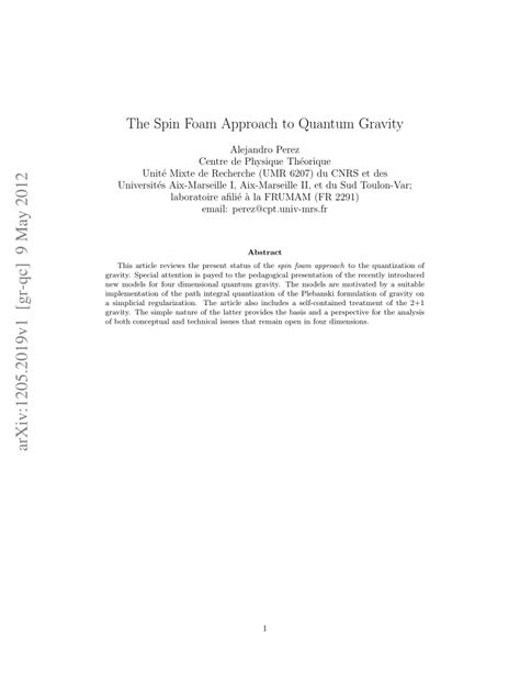 Pdf The Spin Foam Approach To Quantum Gravity