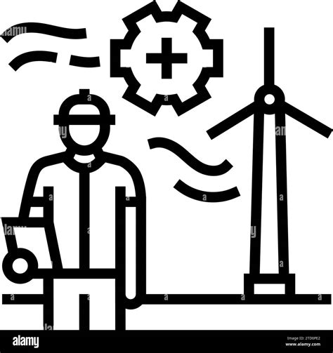 Turbine Maintenance Line Icon Vector Illustration Stock Vector Image