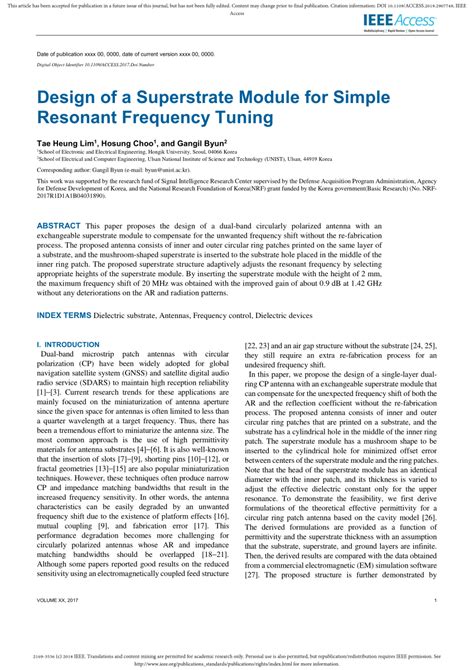 Pdf Design Of A Superstrate Module For Simple Resonant Frequency Tuning