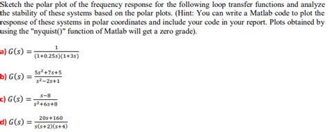 Solved Sketch The Polar Plot Of The Frequency Response For Chegg