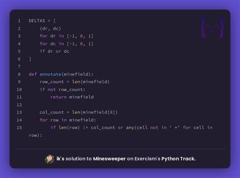 Iks Solution For Minesweeper In Python On Exercism