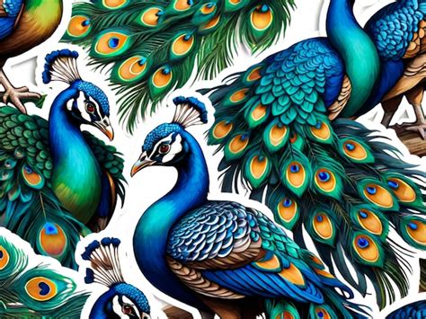 Premium Photo Peacock Sticker Sheet Art