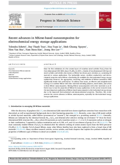 Pdf Recent Advances In Mxene Based Nanocomposites For Electrochemical