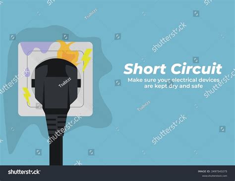 Dangerous Short Circuits Make Sure Your Stock Vector Royalty Free