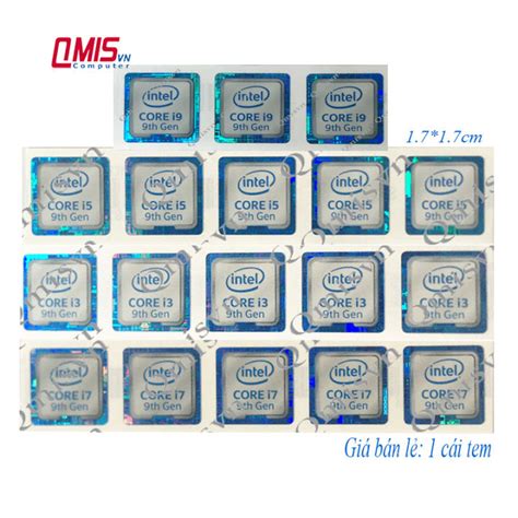 01 CÁi Tem Logo Intel Core I3 I5 I7 ThẾ HỆ 9 Gen 9 Tem Cpu Intel DÁn