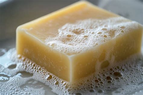 Bar Of Soap On A Soap Dish With Suds Forming Around It After Use Stock Illustration