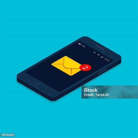 스마트폰 그리고 들어오는 메시지 아이소메트릭 그림입니다 새로운 메일 Sms 알림을 이메일 격리 하는 벡터 일러스트 레이 션 3