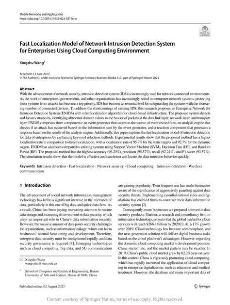 Fast Localization Model Of Network Intrusion Detection System For Enterprises Using Cloud