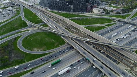 Dense Traffic Flows On Urban Road Network Aerial Capture Shows Nonstop