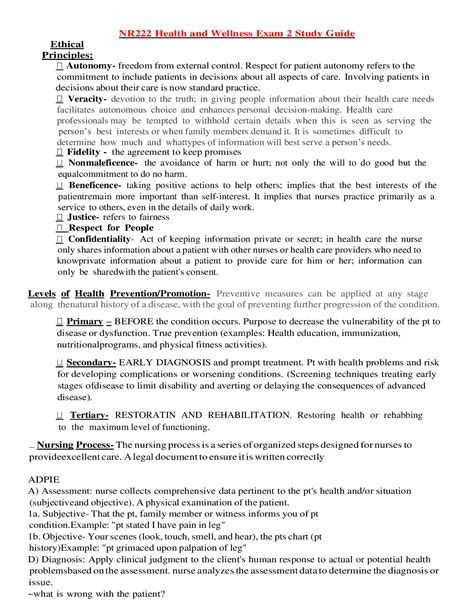NR222 NR 222 Exam 2 Study Guide Latest 2021 2022 Health