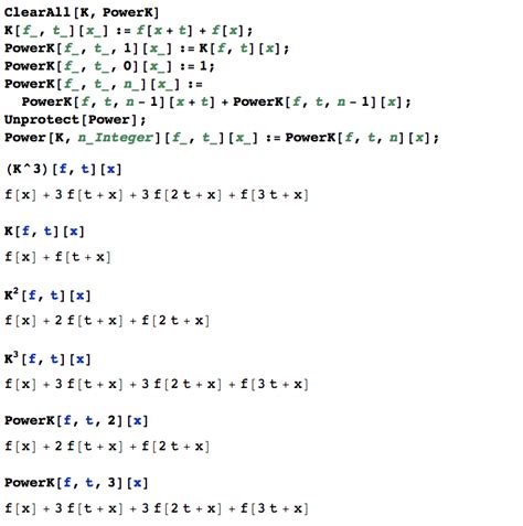 Function Construction Computing Powers Of The Operator Using Symbolic