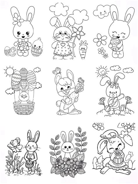 卡通兔子简笔画填色打印版免费版（16张） 简笔画图片大全