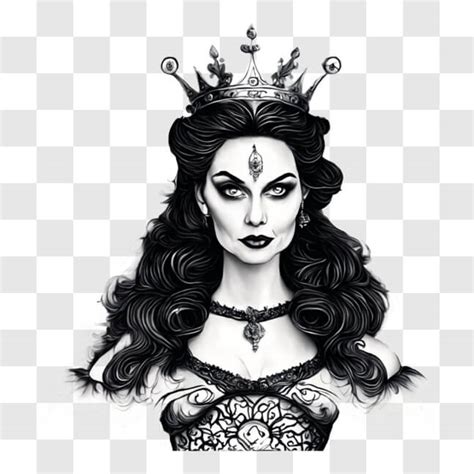 Descarga Dibujo En Blanco Y Negro De Una Mujer Con Corona Ornamentada