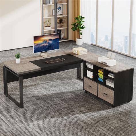 Tribesigns L Shaped Executive Desk With Reversible File