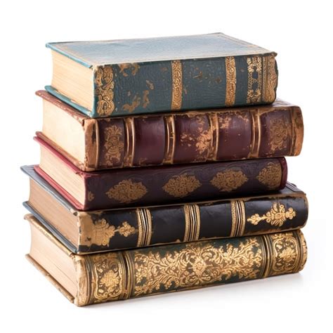 Premium Photo Stack Of Antique Vintage Old Books Isolated On White