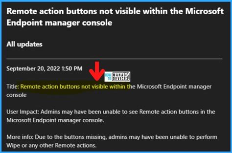 Remote Action Buttons Missing Issue Within Intune Mem Admin Console