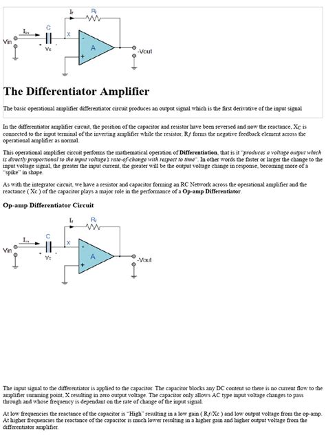 7 Differentiator Amplifier The Op Amp Differentiator Pdf
